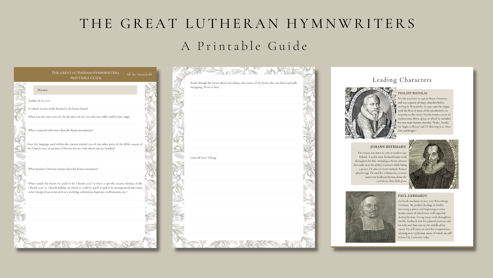 The Lutheran Hymnwriters Printable Guide